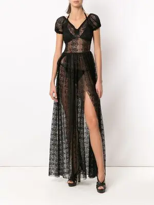 AMIR SLAMA Lace Long Swimsuit - Black