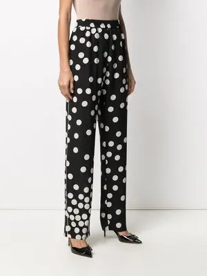 Valentino Garavani Polka-dot Straight-leg Trousers - Black