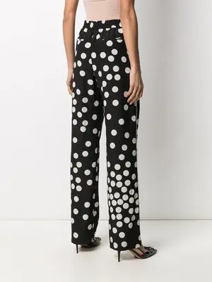 Valentino Garavani Polka-dot Straight-leg Trousers - Black