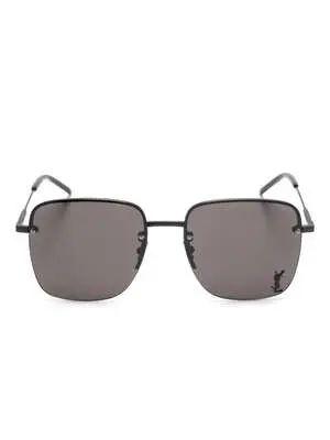 Saint Laurent Cassandre-plaque Sunglasses - Black