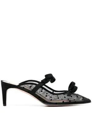 Red Valentino Pointed-toe Bow-detail Mules - Black