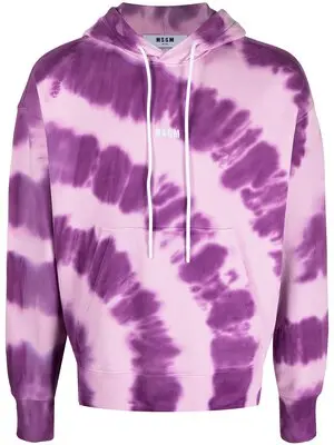 MSGM Logo-print Tie-dye Hoodie - Purple