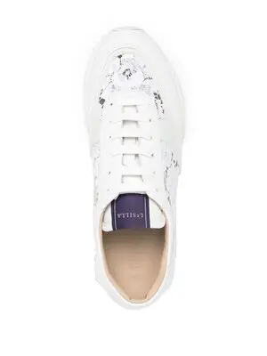 LE SILLA Lace-embroidered Leather Sneakers - White