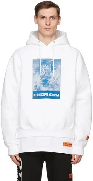 Heron Preston Heron Preston White & Blue Halo Hoodie - White Blue