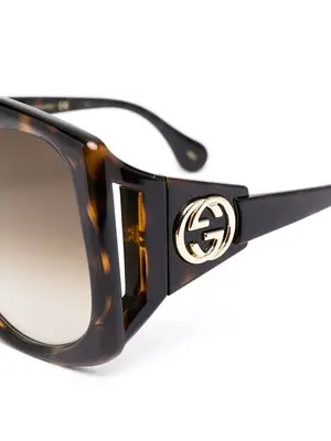 Gucci Angular-frame Oversized Sunglasses