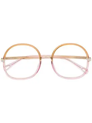 Chloé Oversized Two-tone Round Frame Glasses - Pink