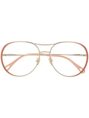 Chloé Oversized Pilot-frame Glasses - Gold