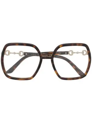 Gucci Horsebit-detail Oversized Glasses - Brown