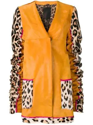 LISKA Animal Printed Sleeves Coat