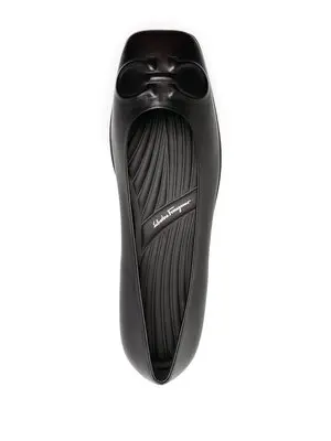 FERRAGAMO Gancini Embossed Ballerina Shoes