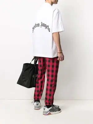 Palm Angels Curved Logo Print Bowling Shirt