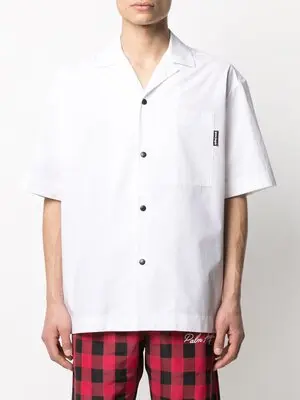 Palm Angels Curved Logo Print Bowling Shirt