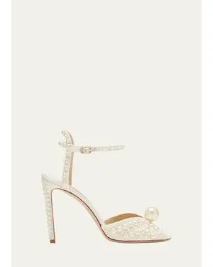 JIMMY CHOO Sacora Faux Pearl Sandals - White/white