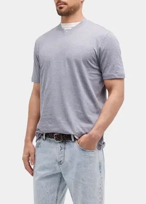 Brunello Cucinelli Basic-fit V-neck T-shirt Gray