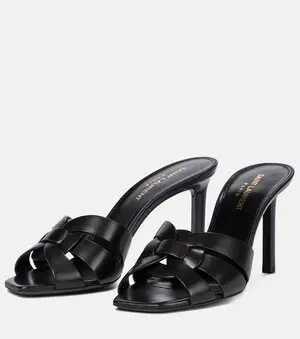 Saint Laurent Tribute 85 Leather Sandals - Black