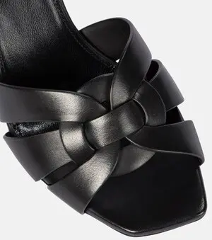Saint Laurent Tribute 85 Leather Sandals - Black