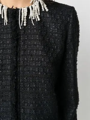 Giambattista Valli Pearl-fringed Trim Tweed Jacket
