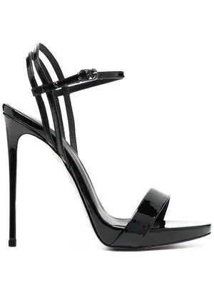 LE SILLA Gwen Patent-leather Stiletto Sandals - Black