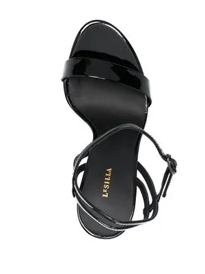 LE SILLA Gwen Patent-leather Stiletto Sandals - Black