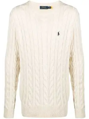 Polo Ralph Lauren Cream Cotton Cable Knit Sweater