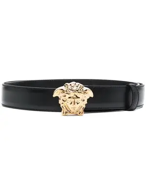 Versace La Medusa Leather Belt - Black