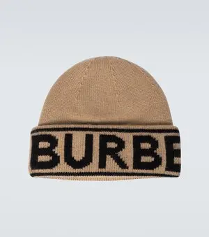 Burberry Logo Intarsia Cashmere Beanie - Beige | Editorialist