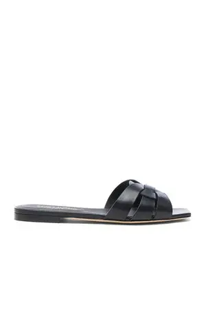Saint Laurent Tribute Flat Sandals - Black