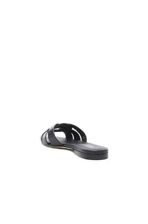 Saint Laurent Tribute Flat Sandals - Black