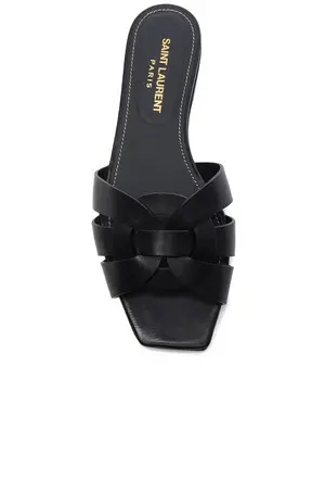 Saint Laurent Tribute Flat Sandals - Black