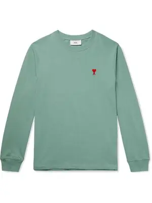 Ami Logo-embroidered Organic Cotton-jersey T-shirt
