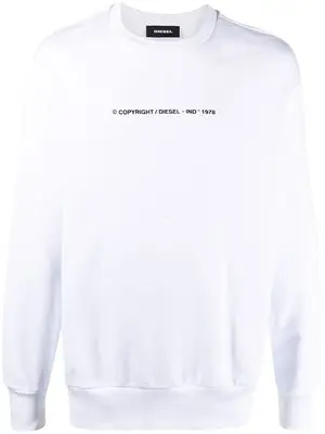 DIESEL® Cotton Sweatshirt With Embroidered Logo - White