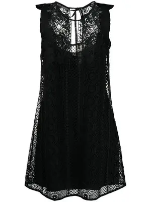 Alberta Ferretti Embroidered Sleeveless Dress - Black