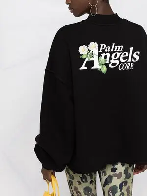 Palm Angels Daisy Logo Cotton Sweatshirt