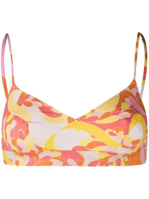 Emilio Pucci Abstract-print Bikini Top - Orange
