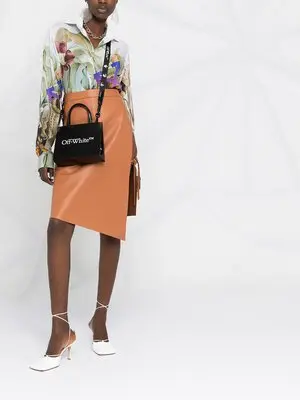Off-White Leather Midi Skirt