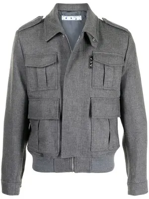 Off-White Logo-patch Military Jacket - Grey