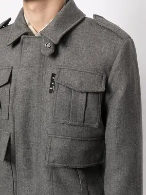 Off-White Logo-patch Military Jacket - Grey