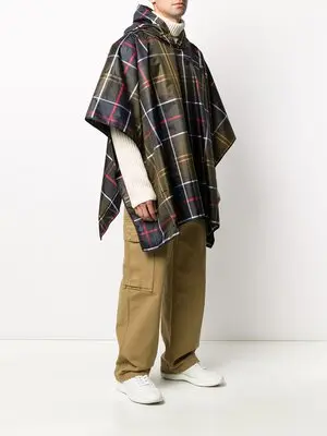 Barbour Sproof Tartan Poncho - Green