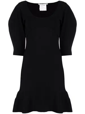 Stella McCartney Scoop-neck Puff-sleeve Knitted Dress - Black