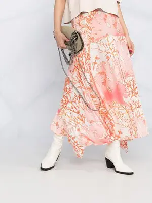 Stella McCartney Coral-print Handkerchief-hem Maxi-skirt