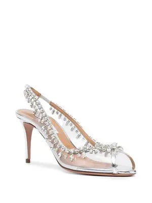 AQUAZZURA Embellished Open-toe Pumps