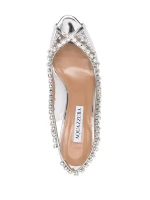 AQUAZZURA Embellished Open-toe Pumps