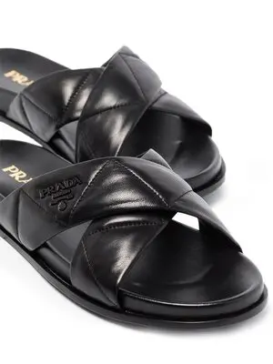 Prada Logo-plaque Quilted Slides