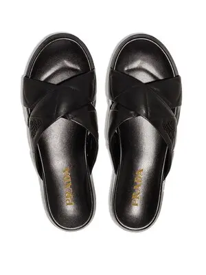 Prada Logo-plaque Quilted Slides