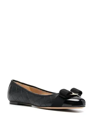 FERRAGAMO Varina Quilted Ballerina Flats - Black