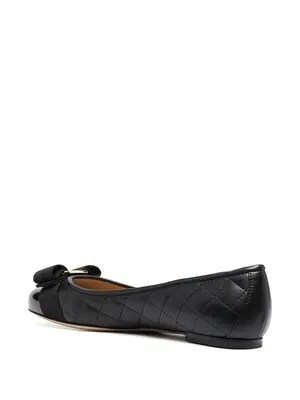 FERRAGAMO Varina Quilted Ballerina Flats - Black