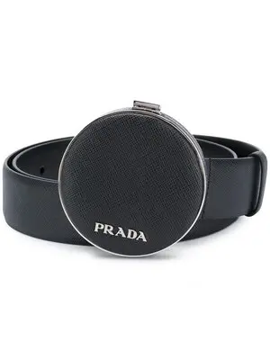 Prada Logo Plaque Pouch Detail Belt - Black