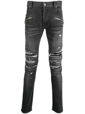 Balmain Ripped Detailing Slim-fit Jeans