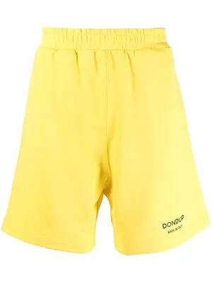 DONDUP Logo Print Cotton Track Shorts - Yellow