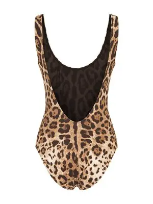 Dolce & Gabbana Leopard-print Swimsuit - Brown